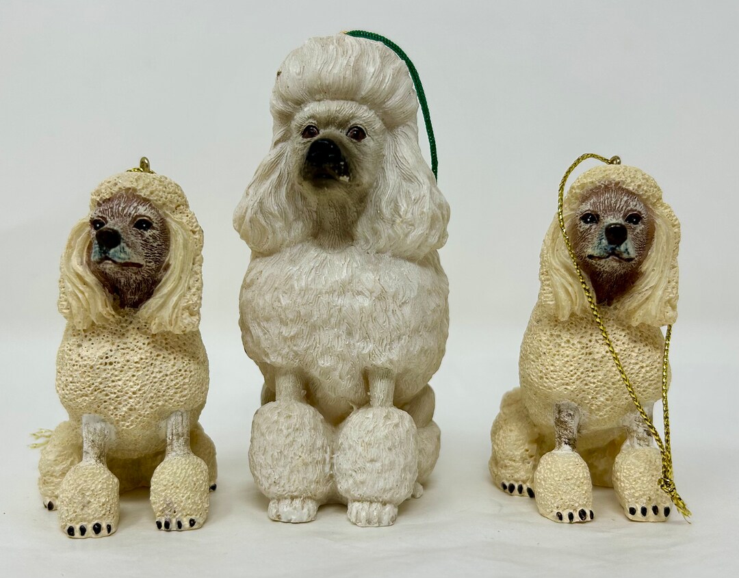 Set of 3 Poodle Dog Ornaments Figurines Ceramic - Etsy