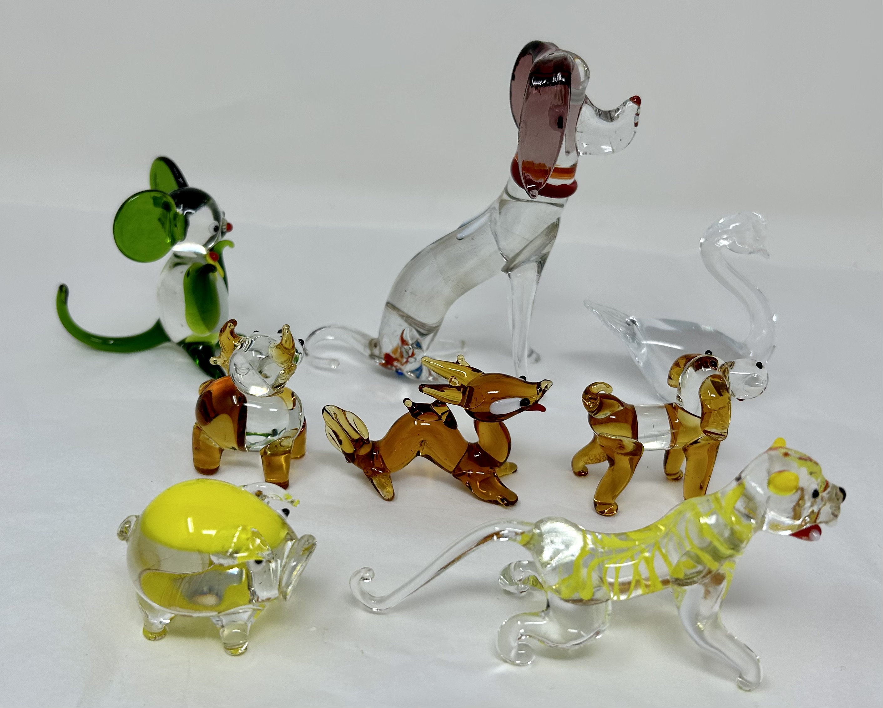 7 Blown Glass Animals Tiger Cow Pig Dog Mouse Dragon Glass - Etsy