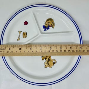 Vintage Japan Children’s Divided Plate – 3-compartment Puppy Dog Theme ...