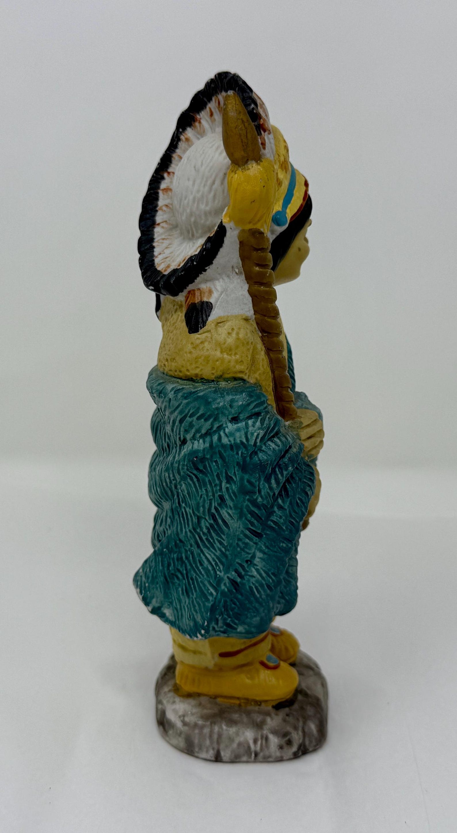 Vintage Native American Chief Figurine Hand-painted Chalkware Chalk ...
