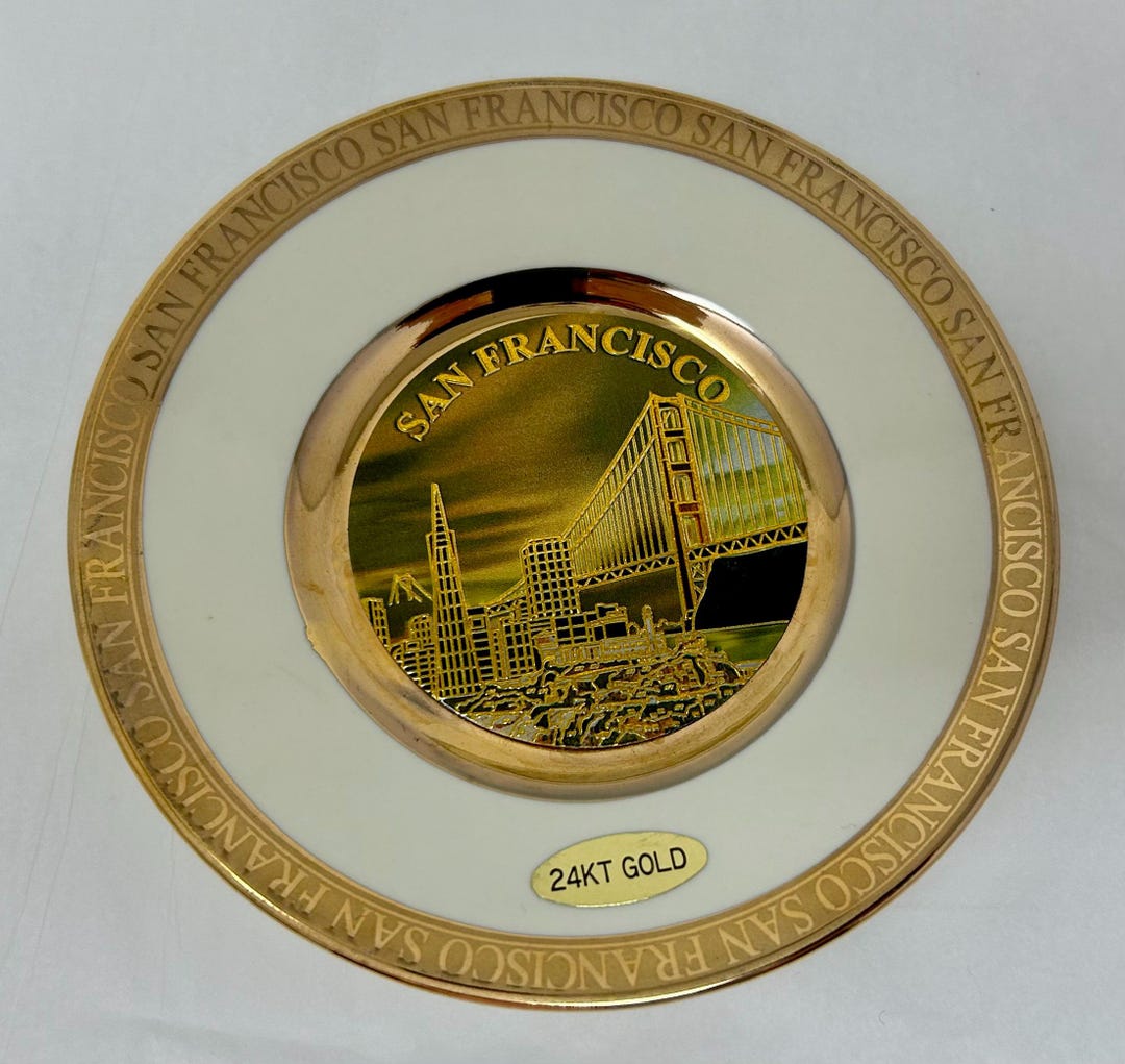 Vintage Chokin 24K Gold Souvenir Plate – San Francisco Golden Gate ...