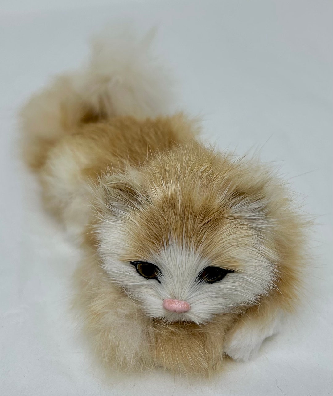 Vintage Kitty Cat Real Fur Figure Figurine Animal Hand Made - Etsy