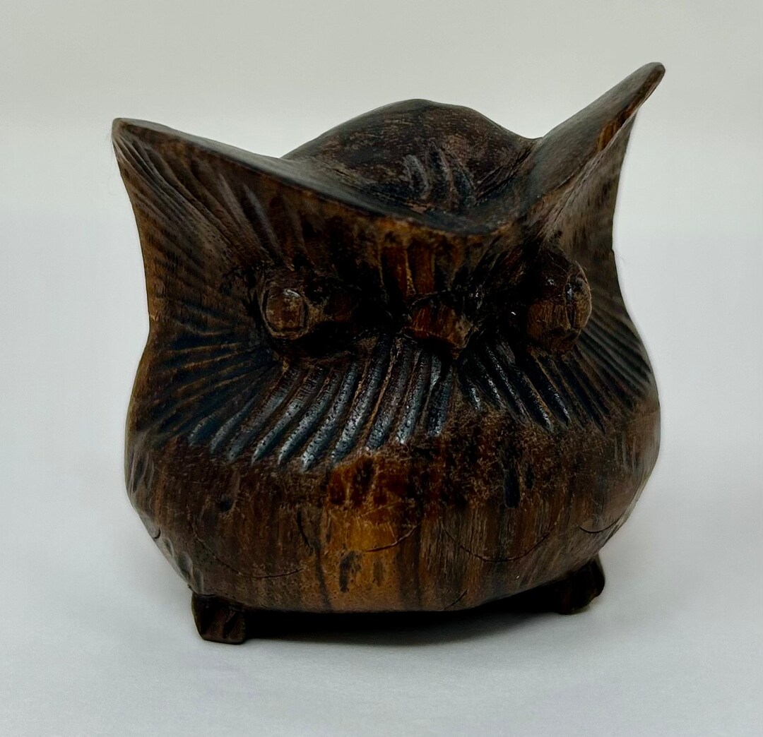 Bali Indonesia Wood Carved Owl Figurine Sculpture 'owl Elder' - Etsy
