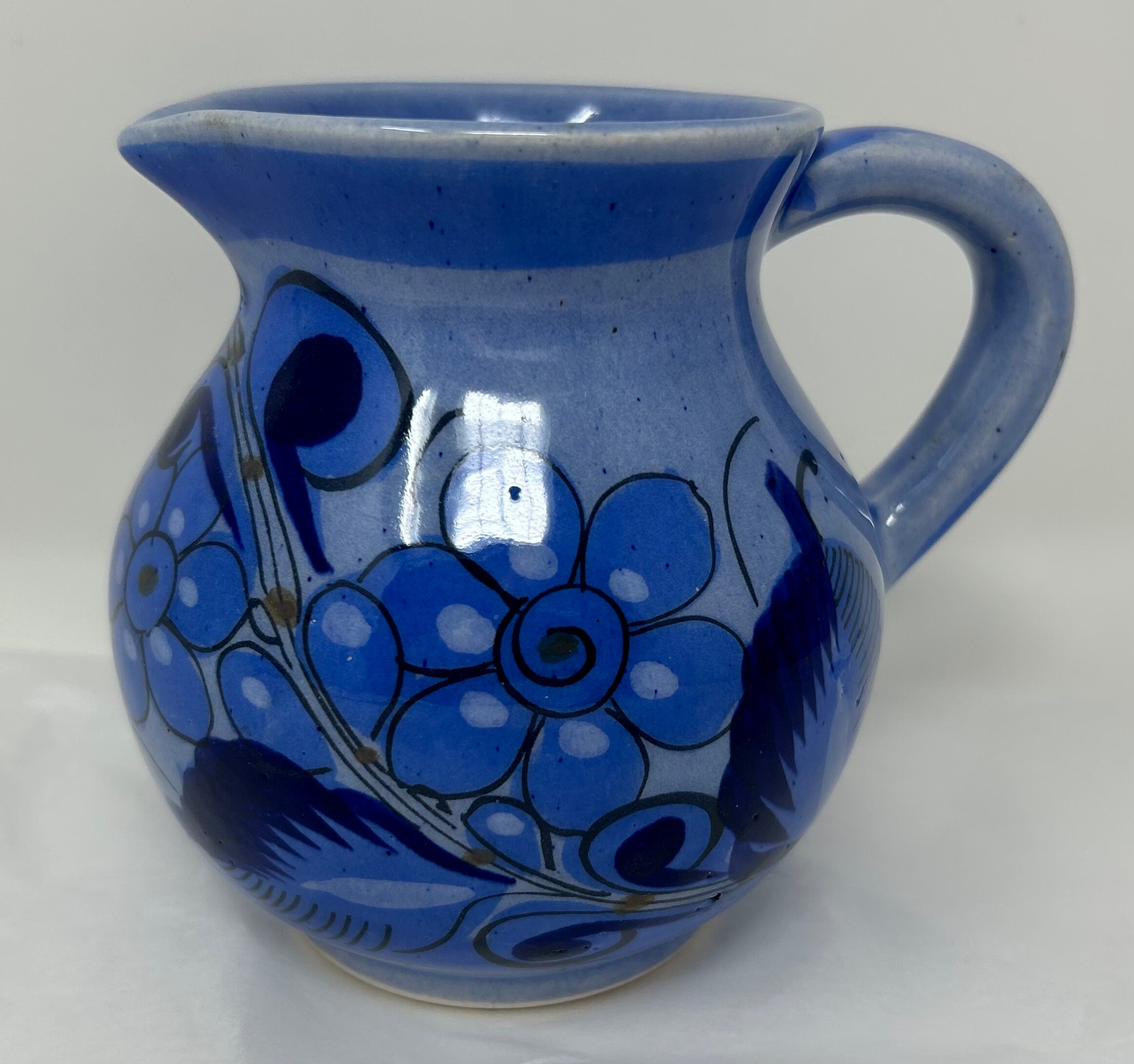 Mexico Mexican Pottery Ceramic Blue Bird Painted Pitcher - Etsy