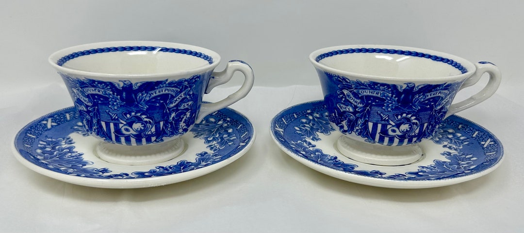 Set of United States Military Academy Wedgwood Blue White Tea Cup ...
