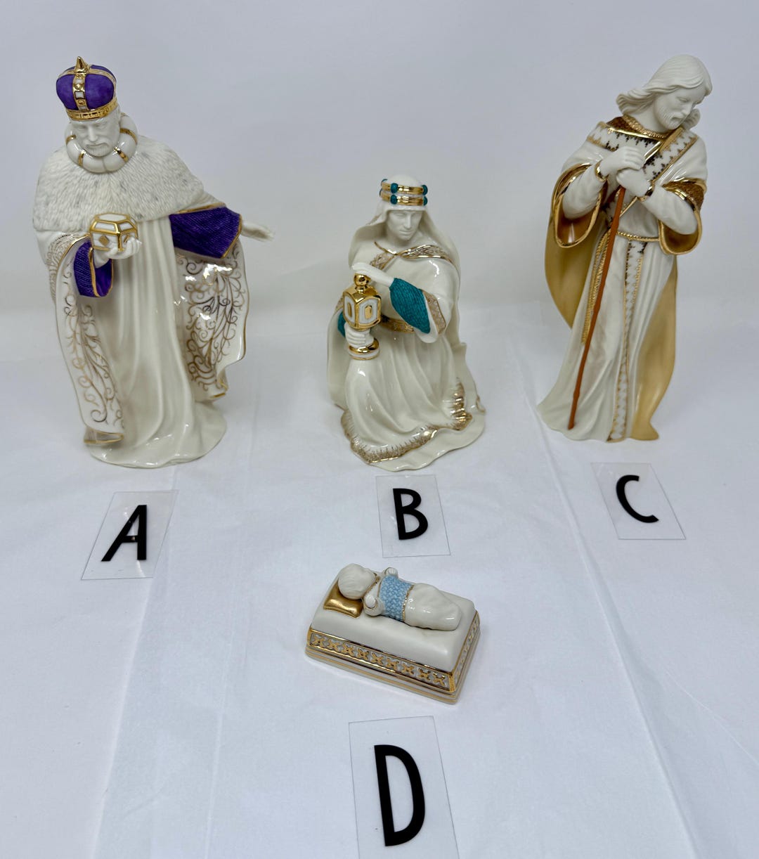 Lenox First Blessing Nativity Figurines Set – 3 Kings & Baby Jesus ...