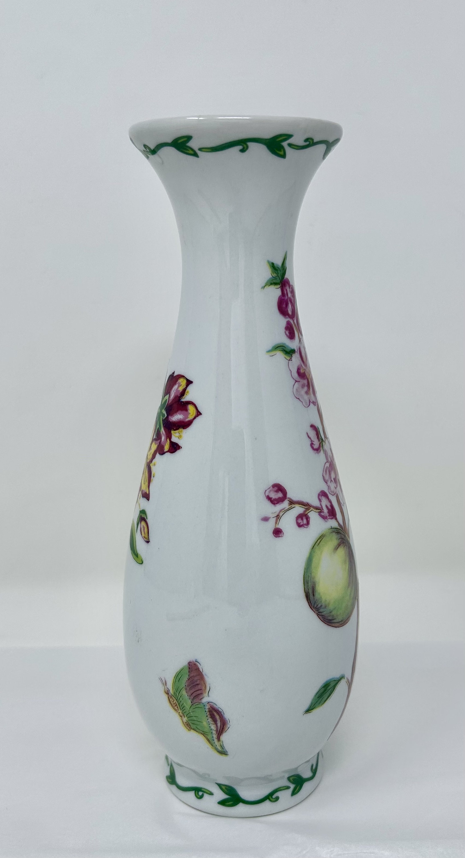 Royal Gallery for MPD 1995 Porcelain Floral Green Apple Butterfly Vase ...