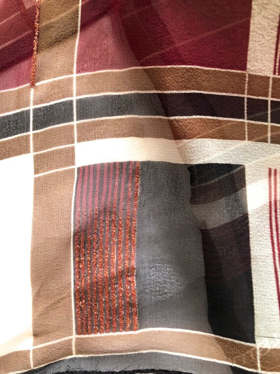 Vintage HALSTON Geometric Striped Silk Scarf Italy 34” - Gem