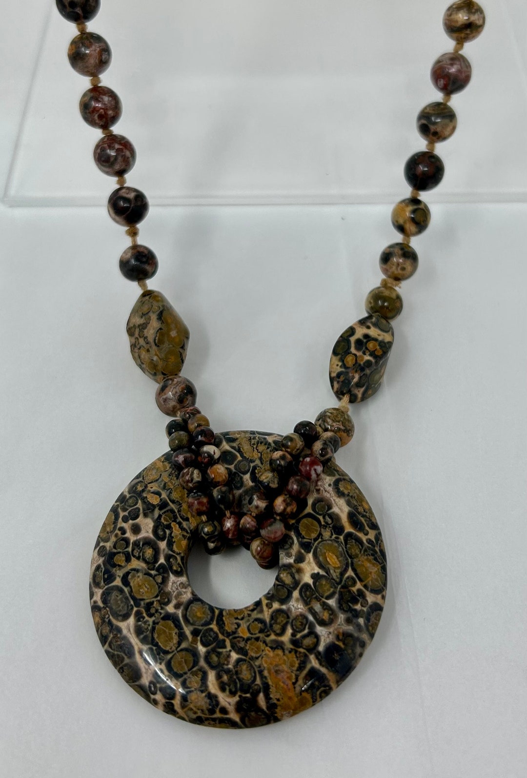 Leopard Jasper Stone Semi-precious Animal Necklace Brown Large Donut ...
