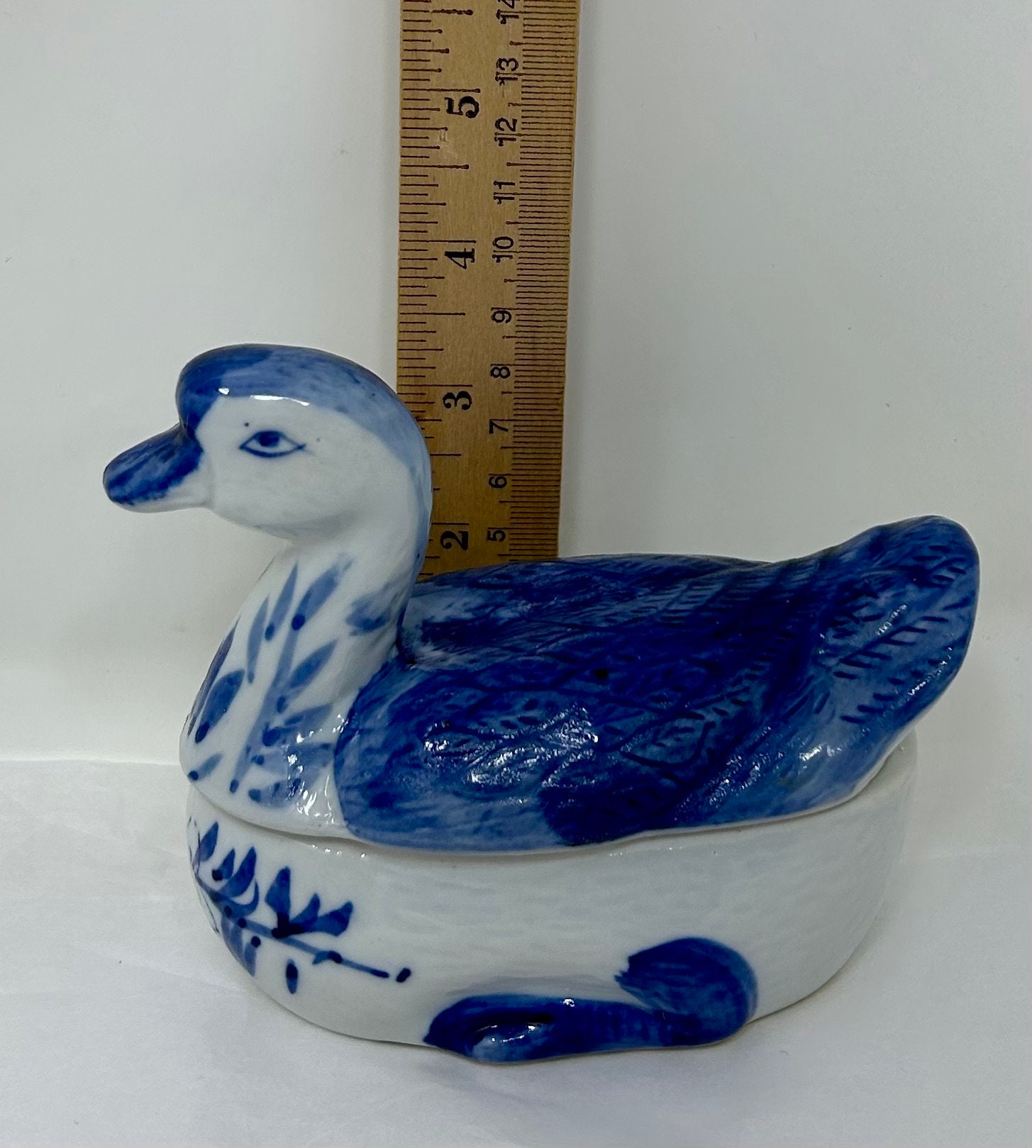Mid-century Chinoiserie Blue White Duck Box Ceramic Gloss - Etsy