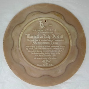 Macbeth Lady Macbeth Plate Cameo Shakespeare Limited Ed 1989 Della ...