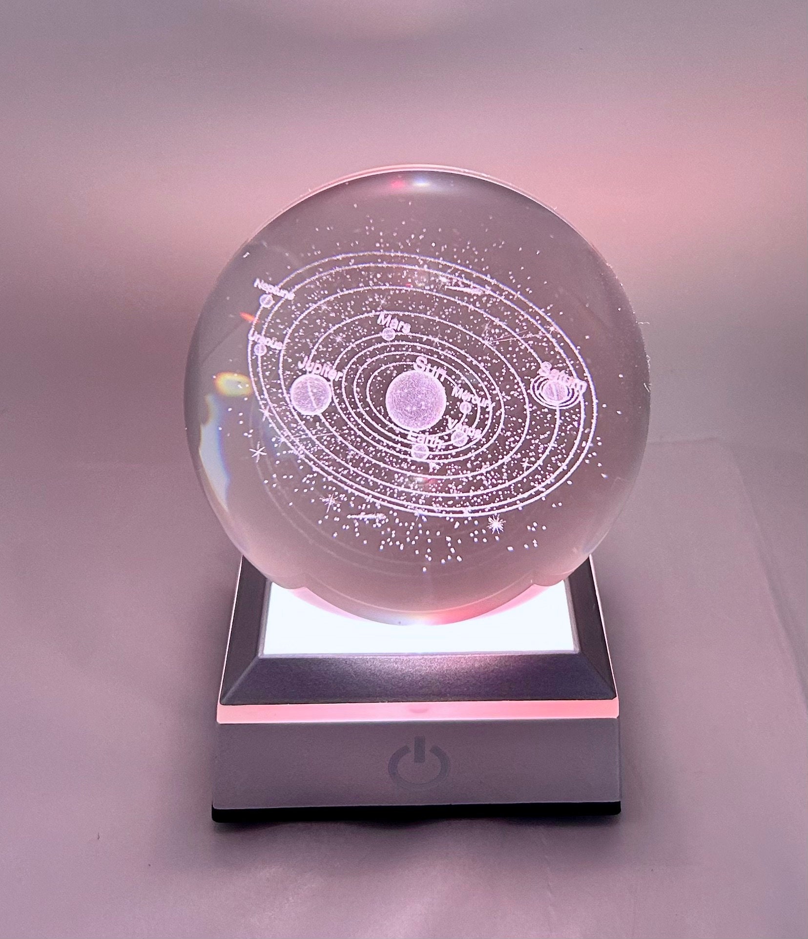 ERWEI Solar System Planets Glass Ball Globe Planet Lit 3-D Laser Light ...