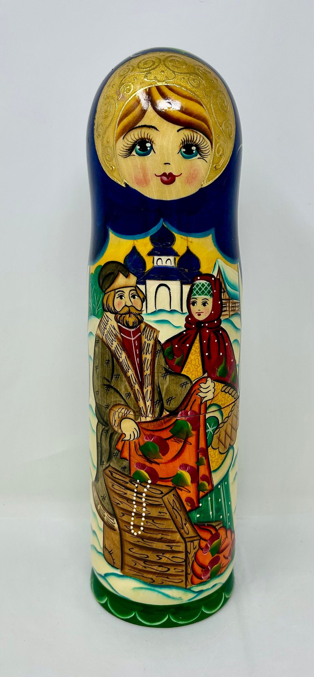 Hand Painted Russian Doll Box Container Small Bottle Case Holder Vodka ...