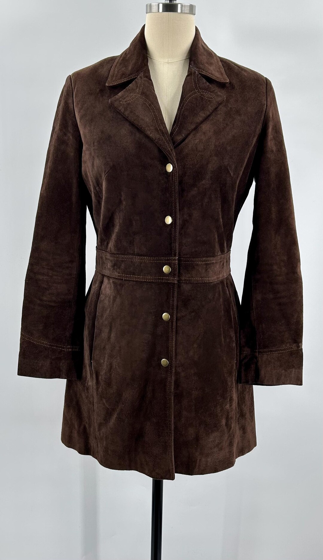 Vintage Danier Long Dark Brown Suede Coat Stitching XS TP Tench - Etsy