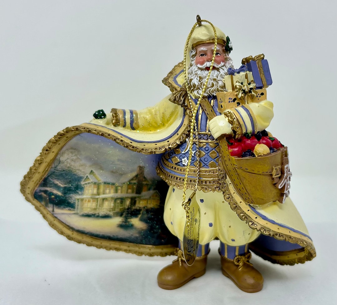 Thomas Kinkade Santa Old World Santas Snowfall Santa Ornament Painted ...