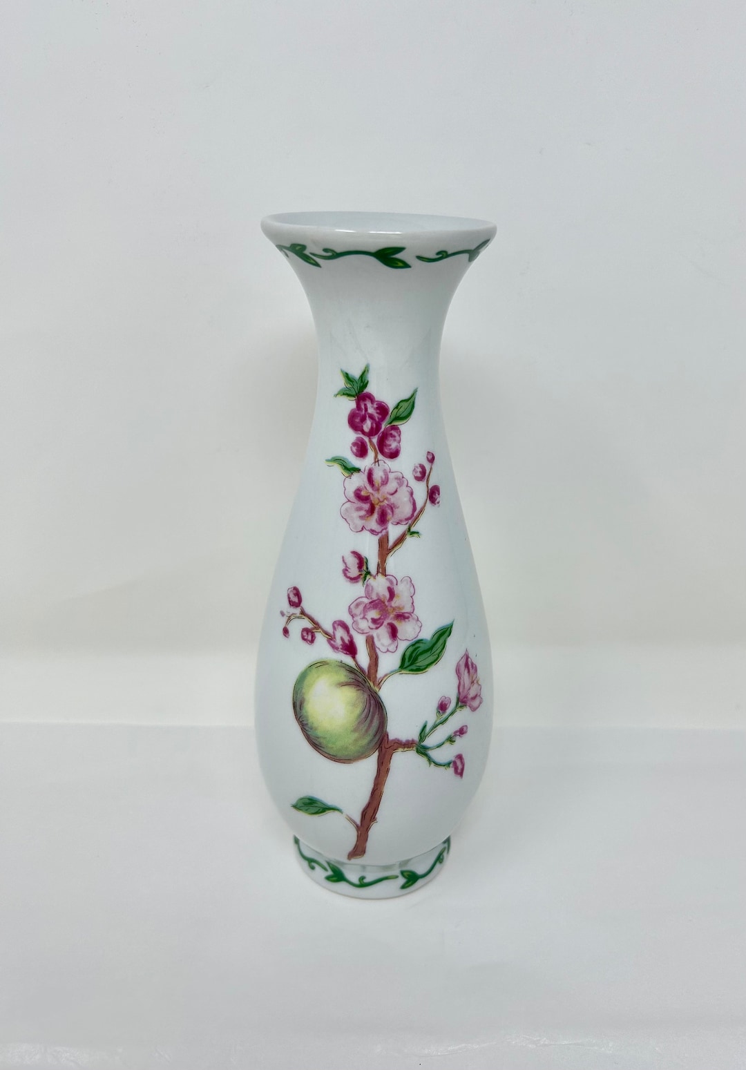 Royal Gallery for MPD 1995 Porcelain Floral Green Apple Butterfly Vase ...