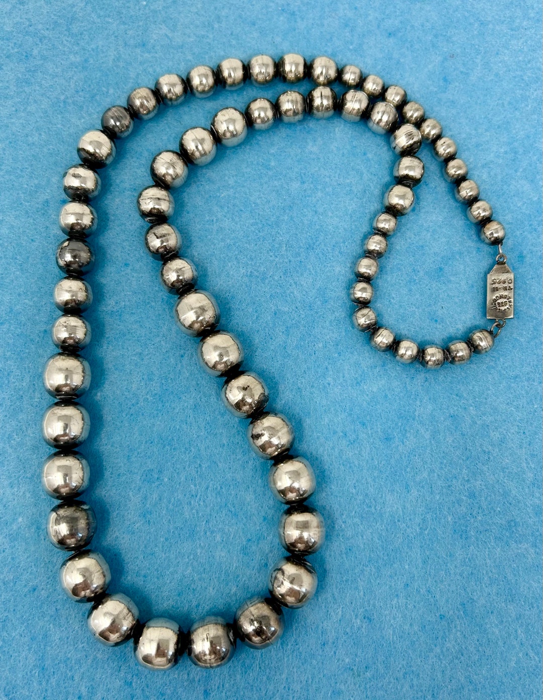 Vintage 28 Taxco Mexico Graduated Silver Beads Ball Sterling Long ...