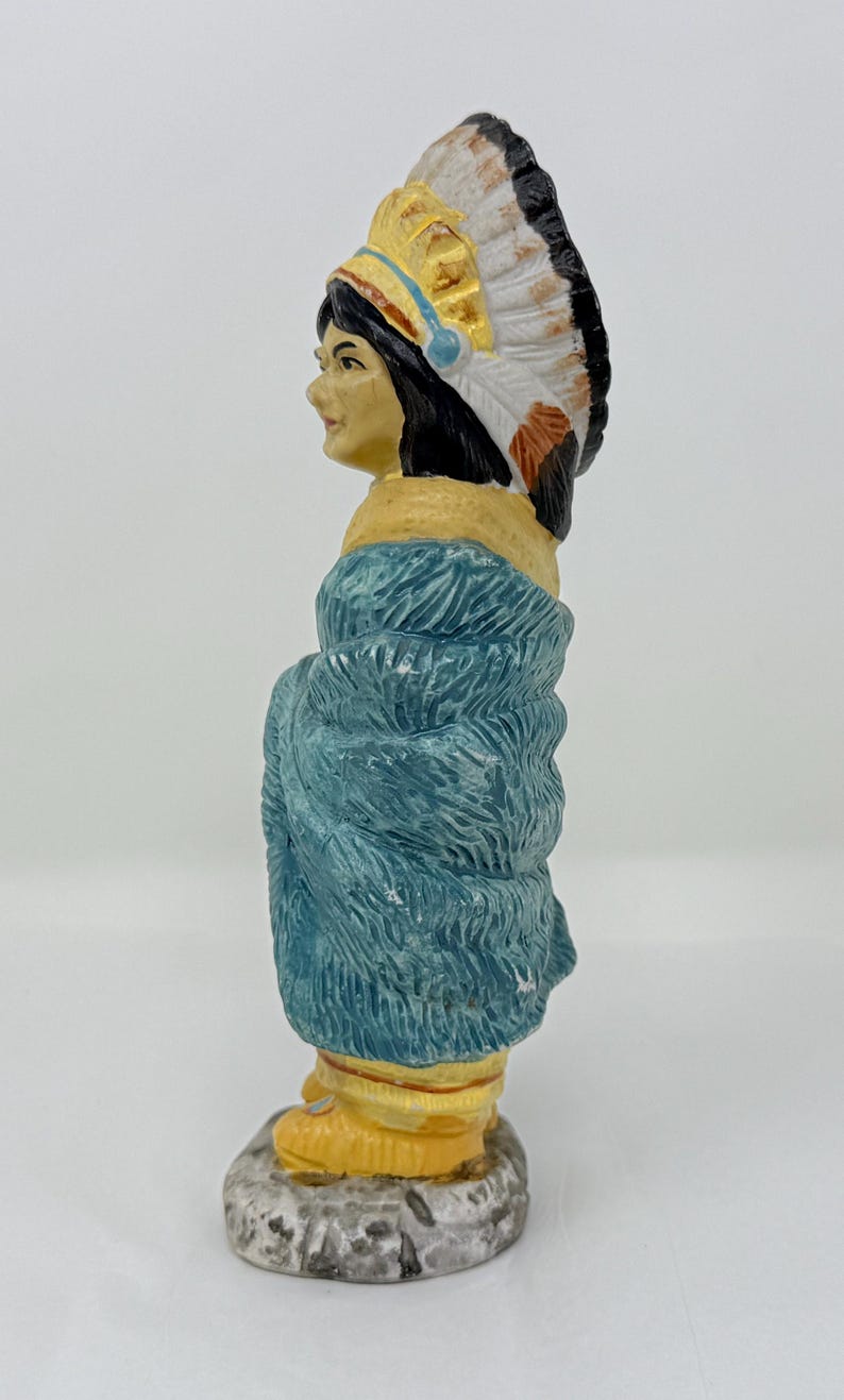 Vintage Native American Chief Figurine Hand-painted Chalkware Chalk ...
