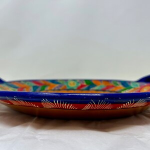 Mexican Terra Cotta Tray Platter Folk Art Fish Alligator Hand Painted ...