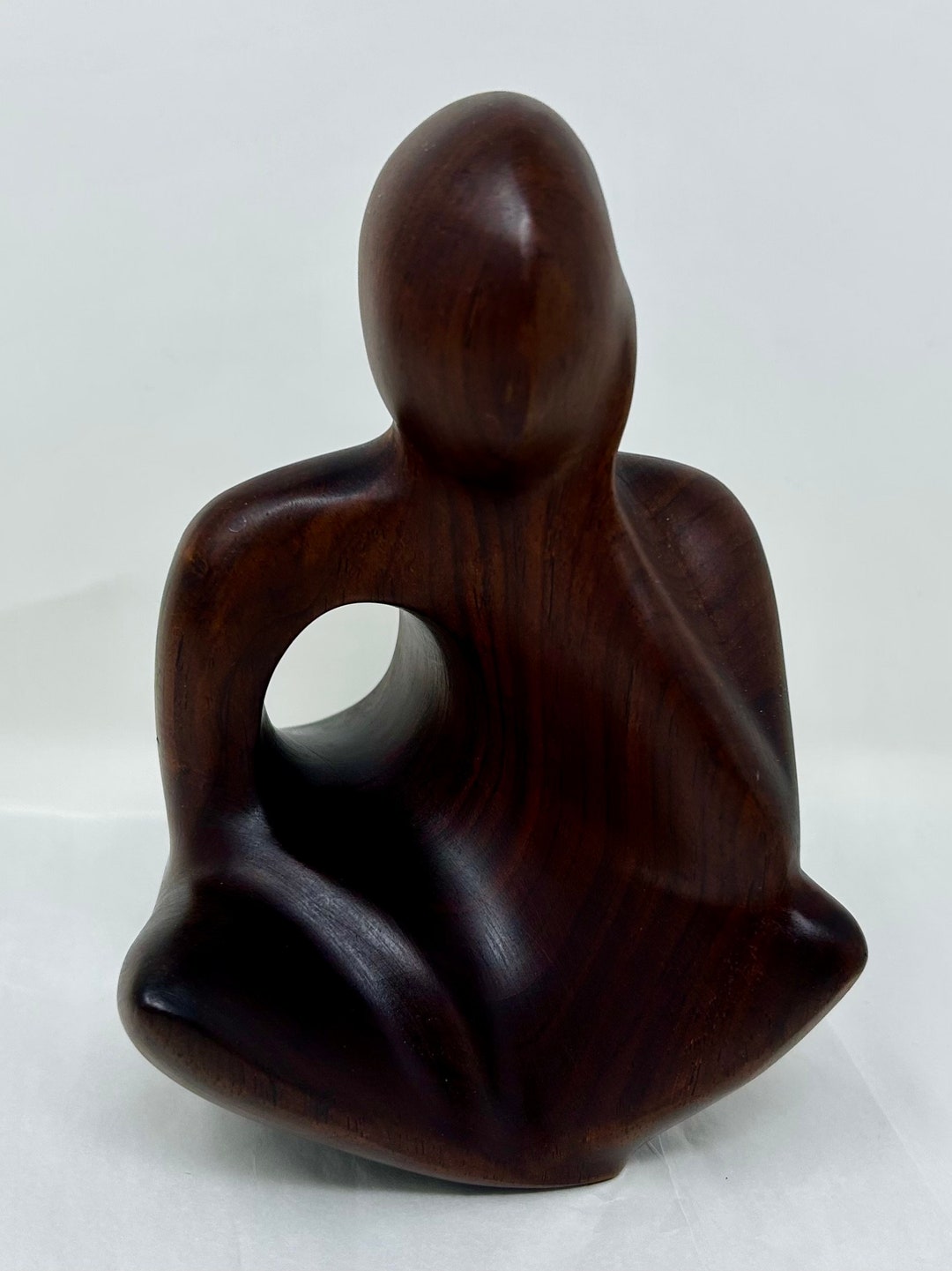 Sitting Human Wooden Sculpture Cocobolo Wood Mid-century Art Carved - Etsy
