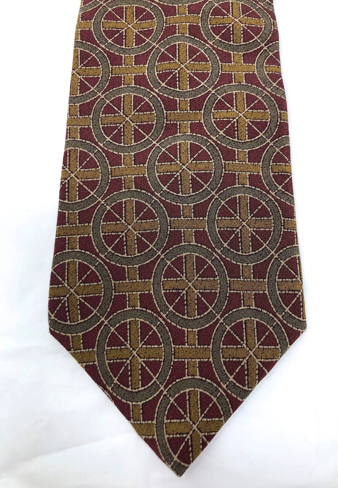 Donna Karen Signature Silk Tie Geometric Necktie Brown Maroon - Etsy