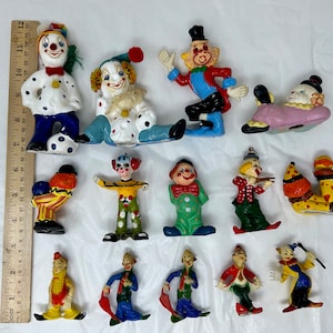 Vintage Clown Lot Figurines Hong Kong Polka Dot Ceramic Porcelain ...