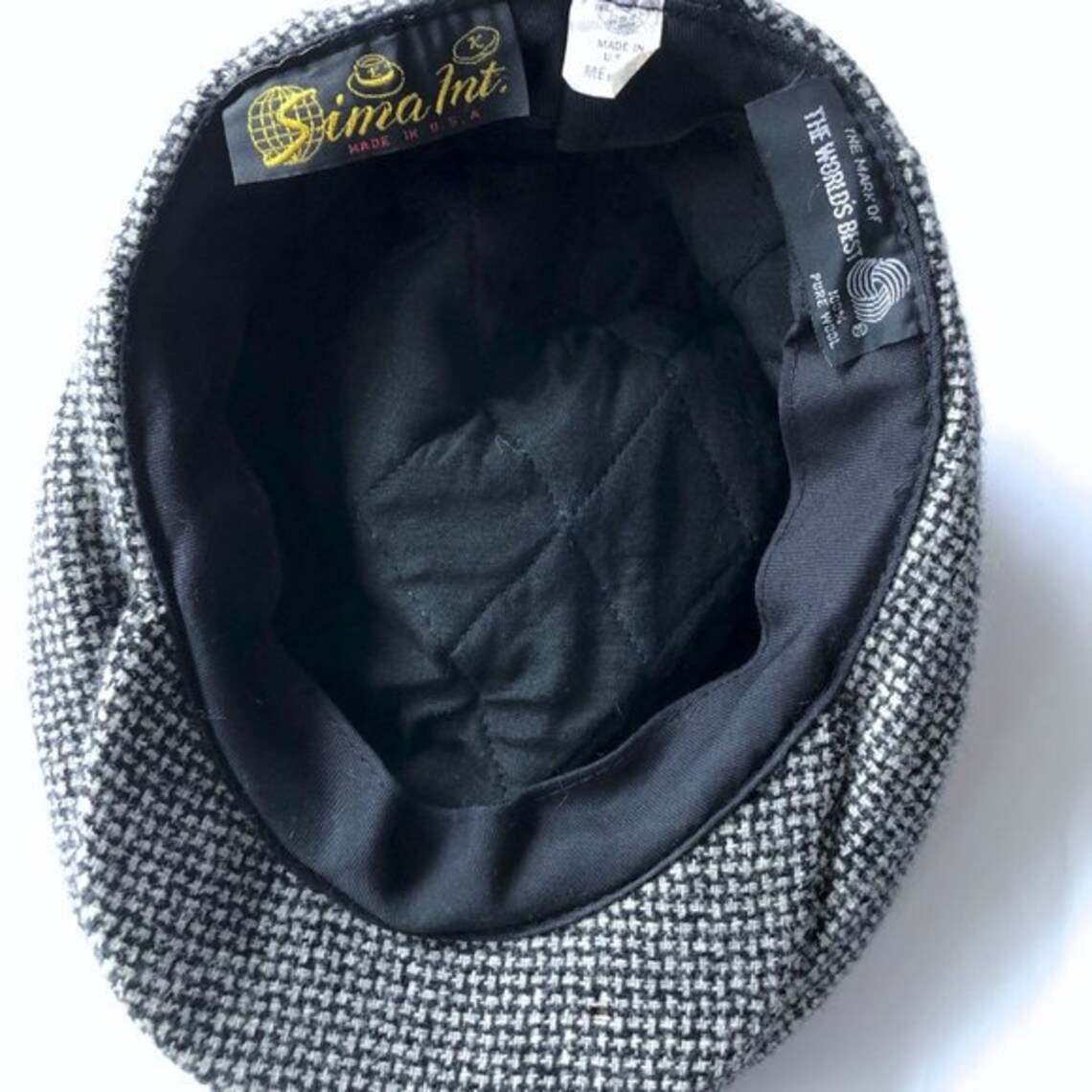 Vintage Sima International Hat Cap Wool Newsboy Black White Tweed - Etsy