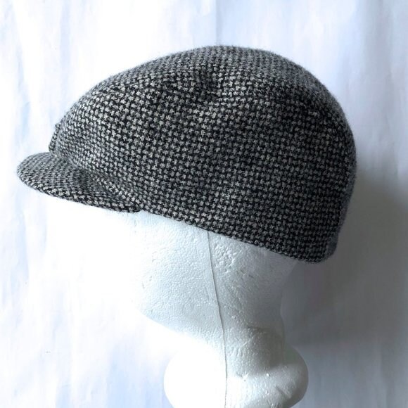 Vintage Sima International Hat Cap Wool Newsboy Black White Tweed - Etsy