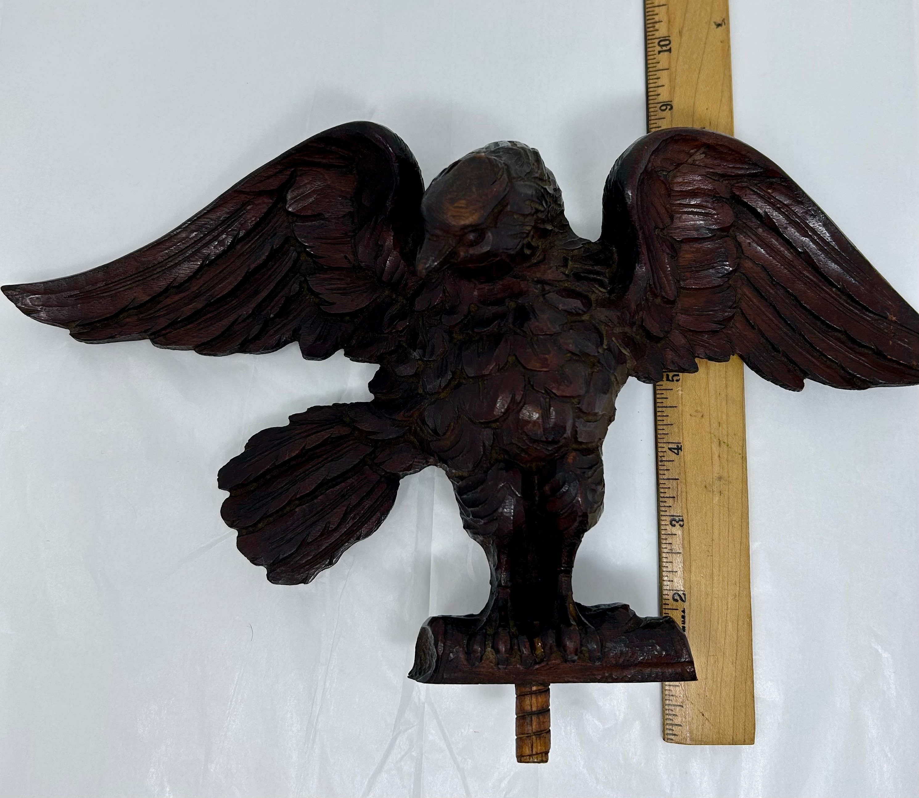Vintage Carved Wood Eagle Flag Pole Topper Art Craft Part 14 Long - Etsy