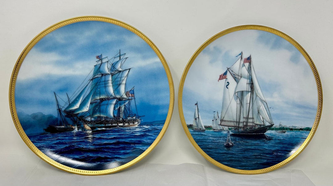 Set of Sailing Ship Plates Tom Freeman Enterprise Gertrude L. - Etsy