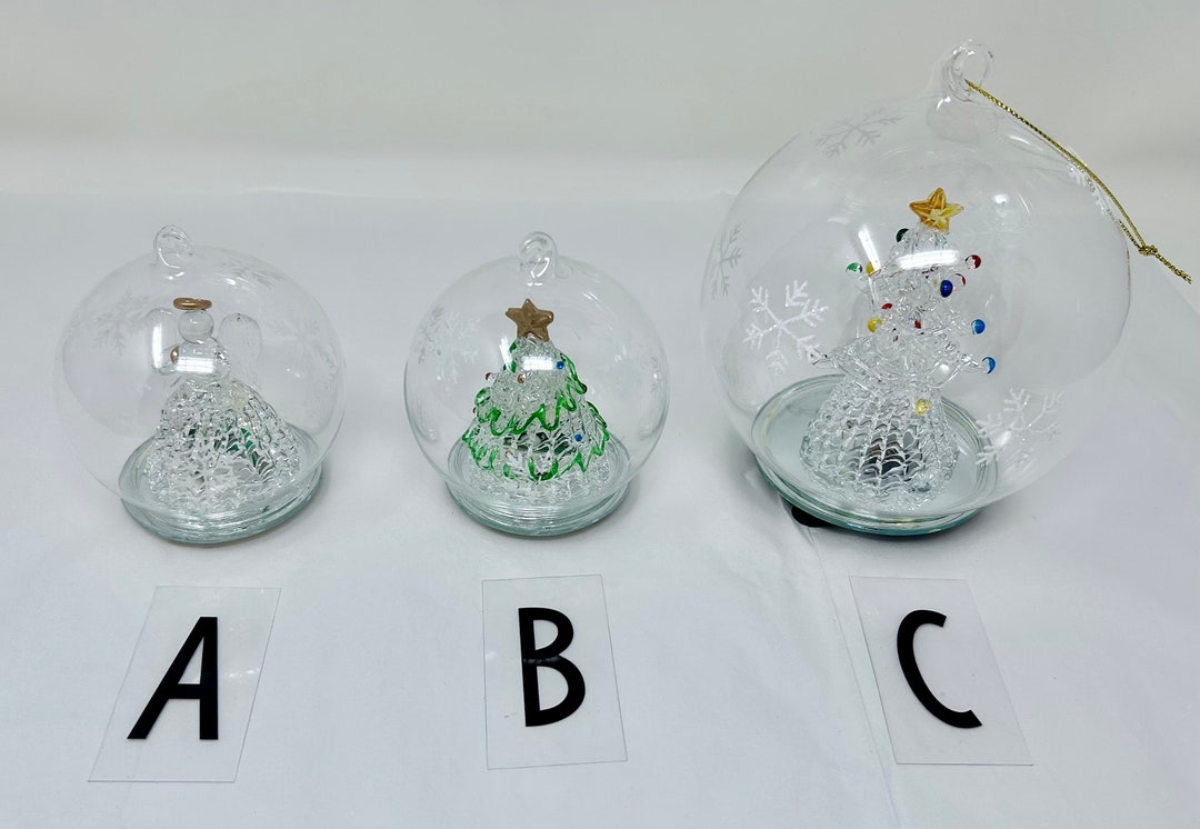 3 Robert Stanley LED Snow Globe Glass Ornament Lace Tree Angel Holiday Changing Lights Sphere - Etsy