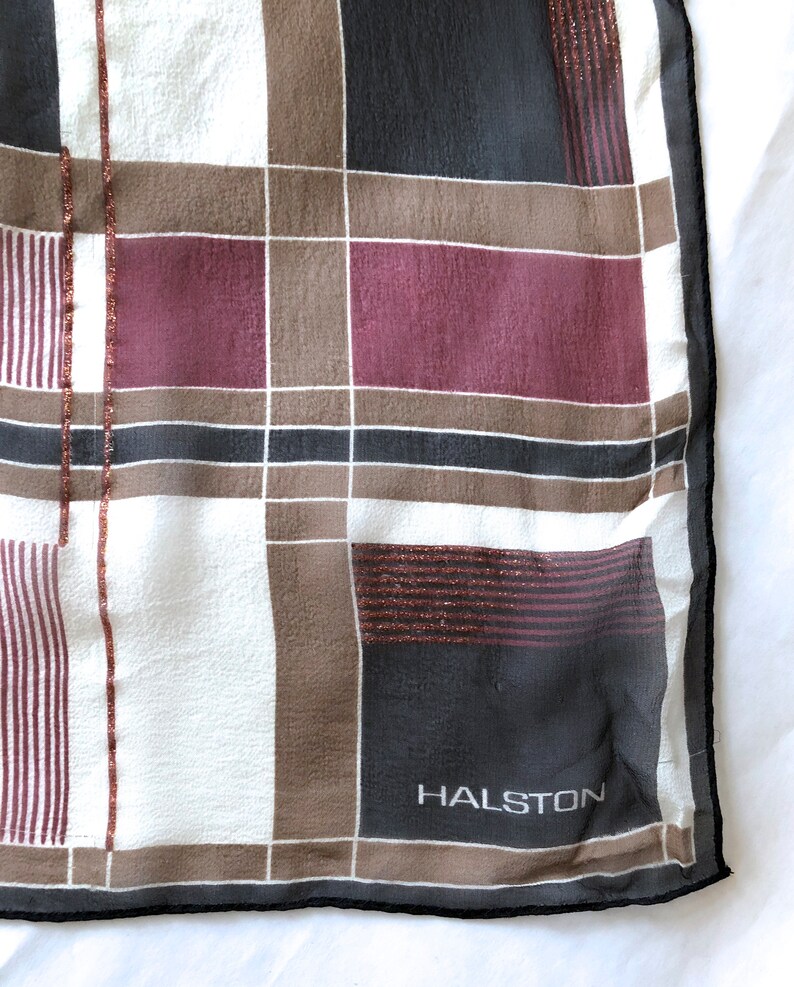 Vintage Halston Red Label Scarf Metallic Geometric Retro - Etsy