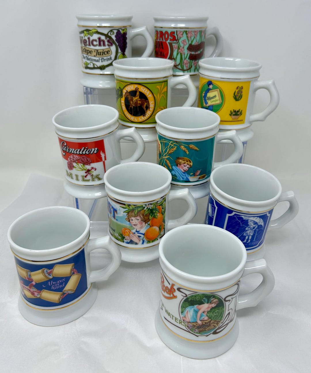 1984 Set of 10 Mugs the Corner Store Porcelain Mug Advertising - All in ...