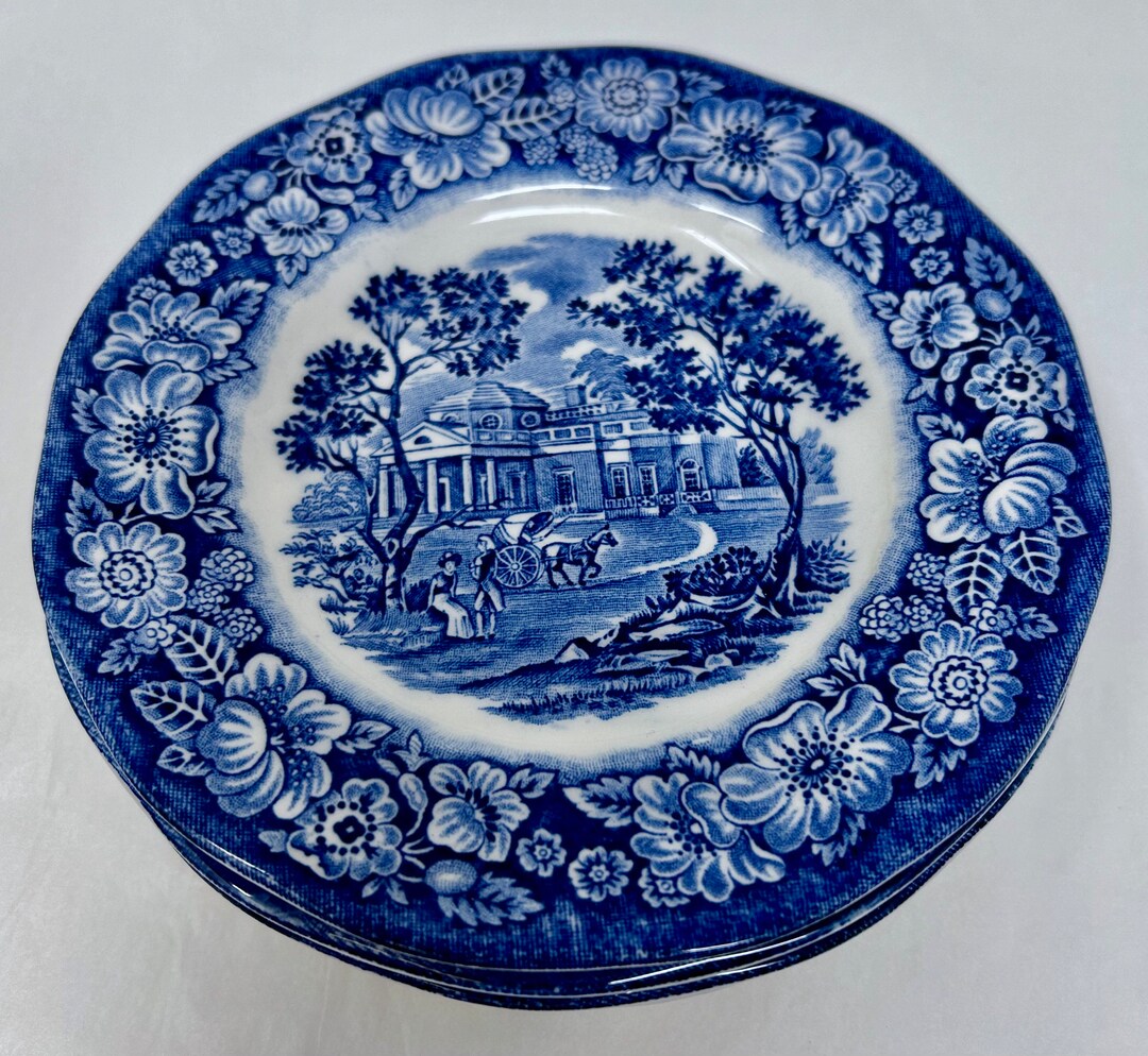 Set of 6 Small Liberty Blue Plates Monticello 5 5/8 Blue White - Etsy