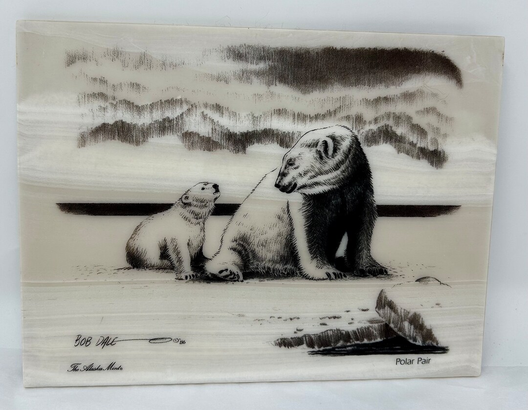 The Alaska Mints Bob Dale 1986 Etched Polar Bear 6" X 8" - Etsy