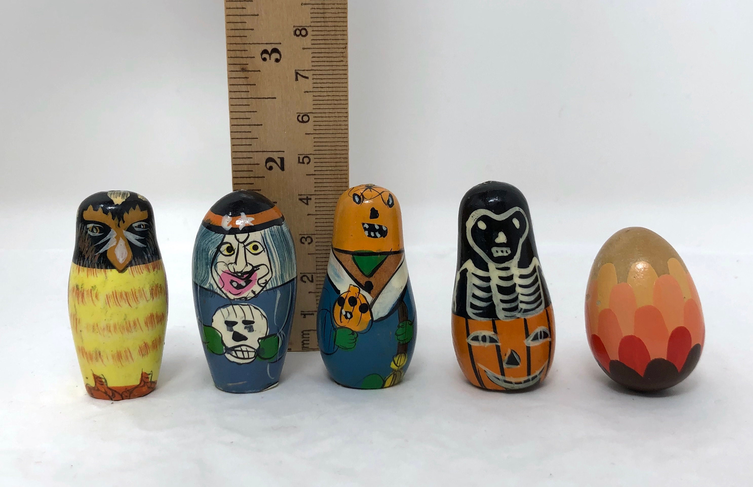 12 Vintage Wood Wooden Halloween Pegs Peg Dolls Witch Pumpkin - Etsy