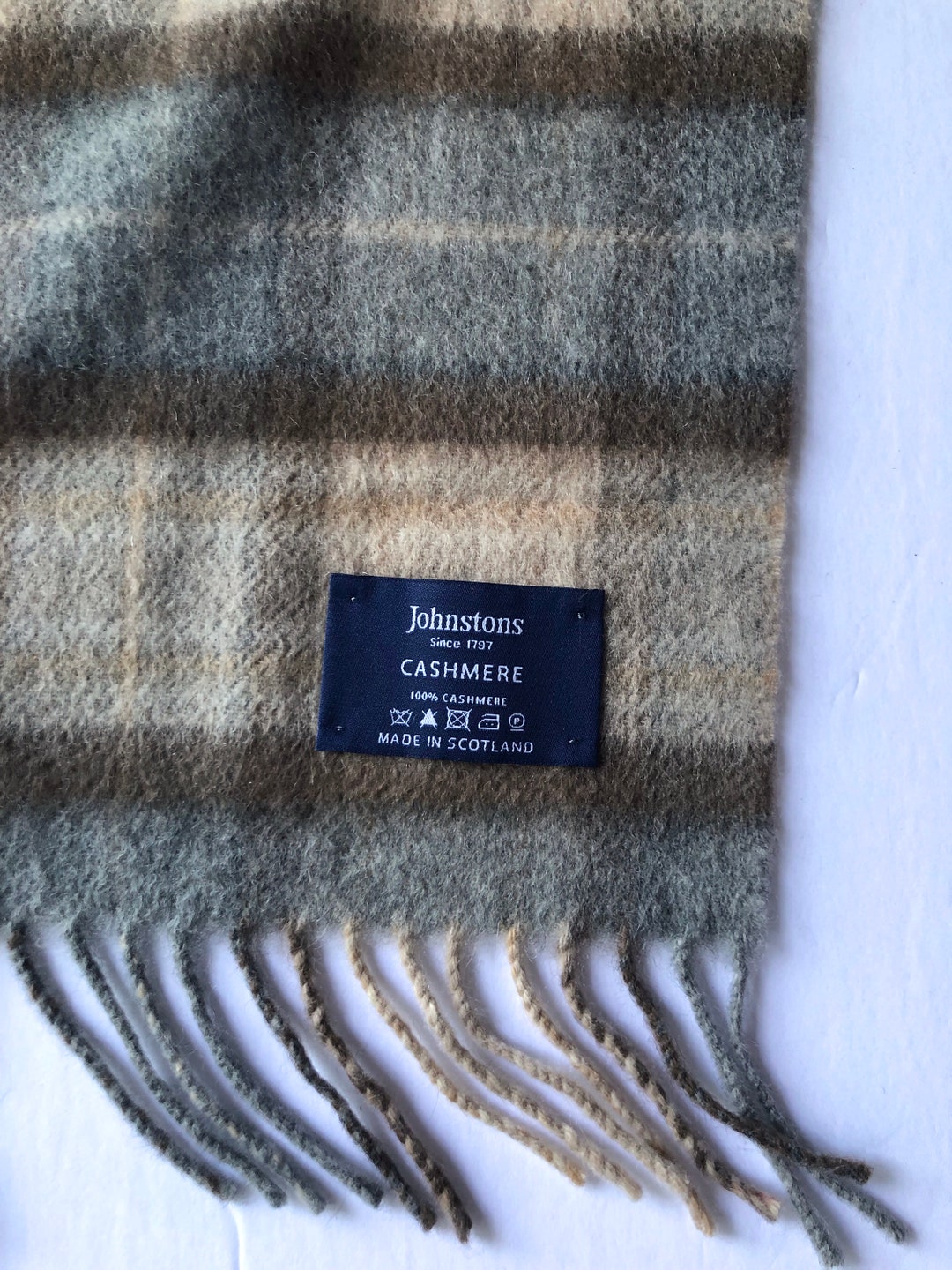Mint Johnstons of Elgin Scotland Scarf Brown Grey Plaid Etsy UK