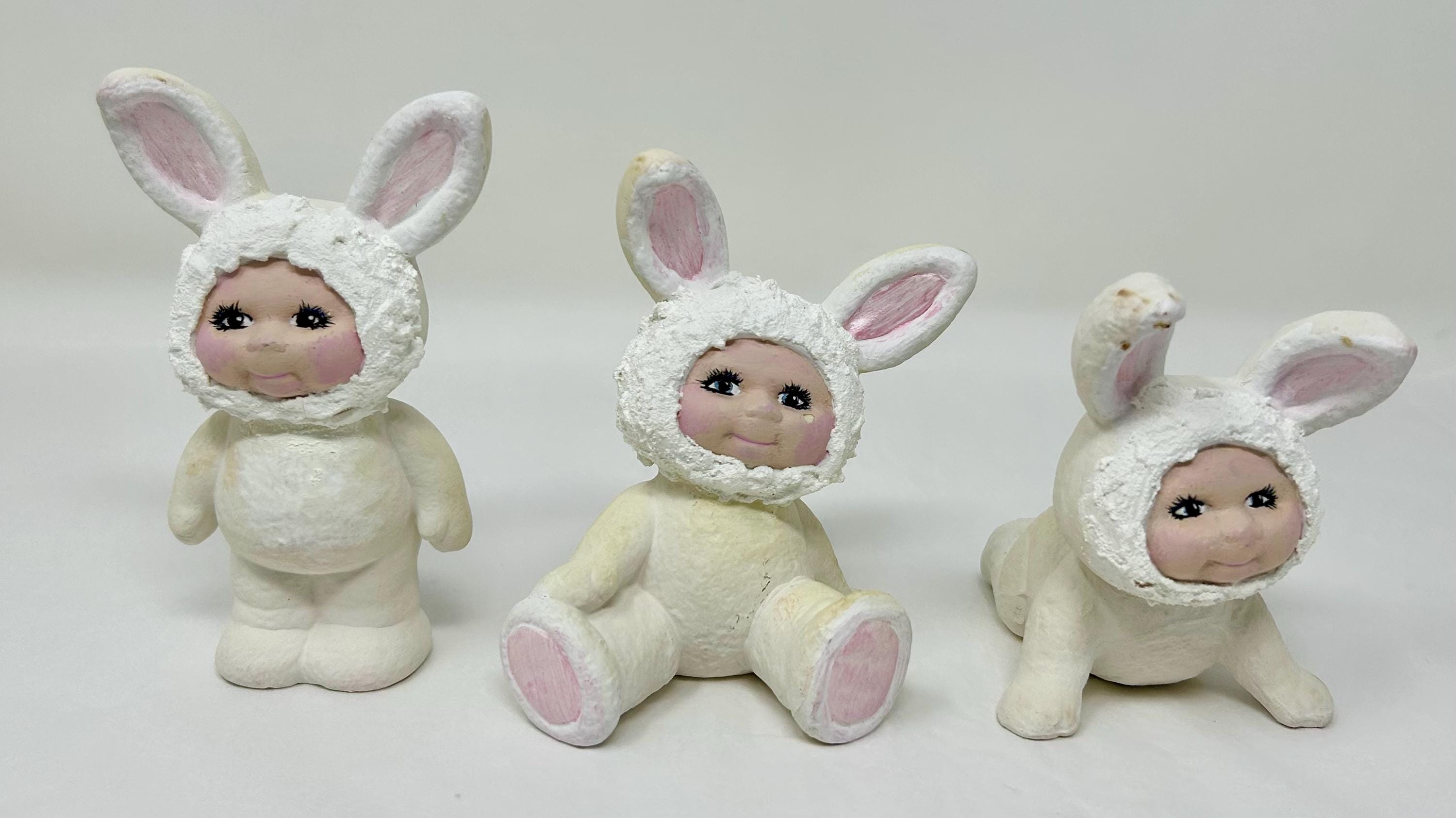 Vintage Bunny Snow Babies – Set of 3 Ceramic Figurines With Big Eyes ...