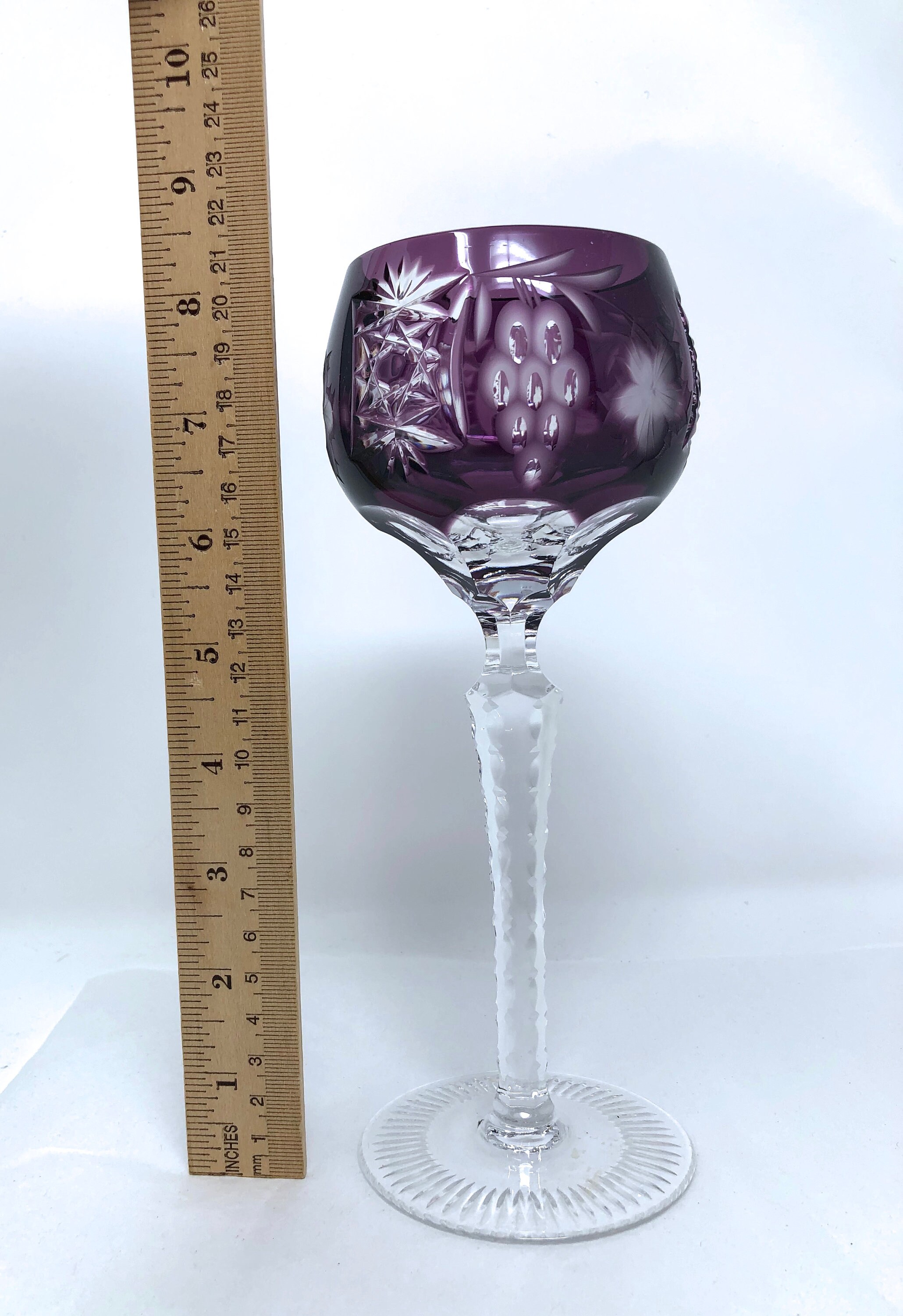 Purple Cut Glass Crystal Wine Goblet Grapes Made in Hungary - Etsy