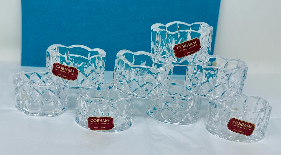 Set of 8 Gorham Crystal Napkin Ring Rings King Edward Glass - Etsy