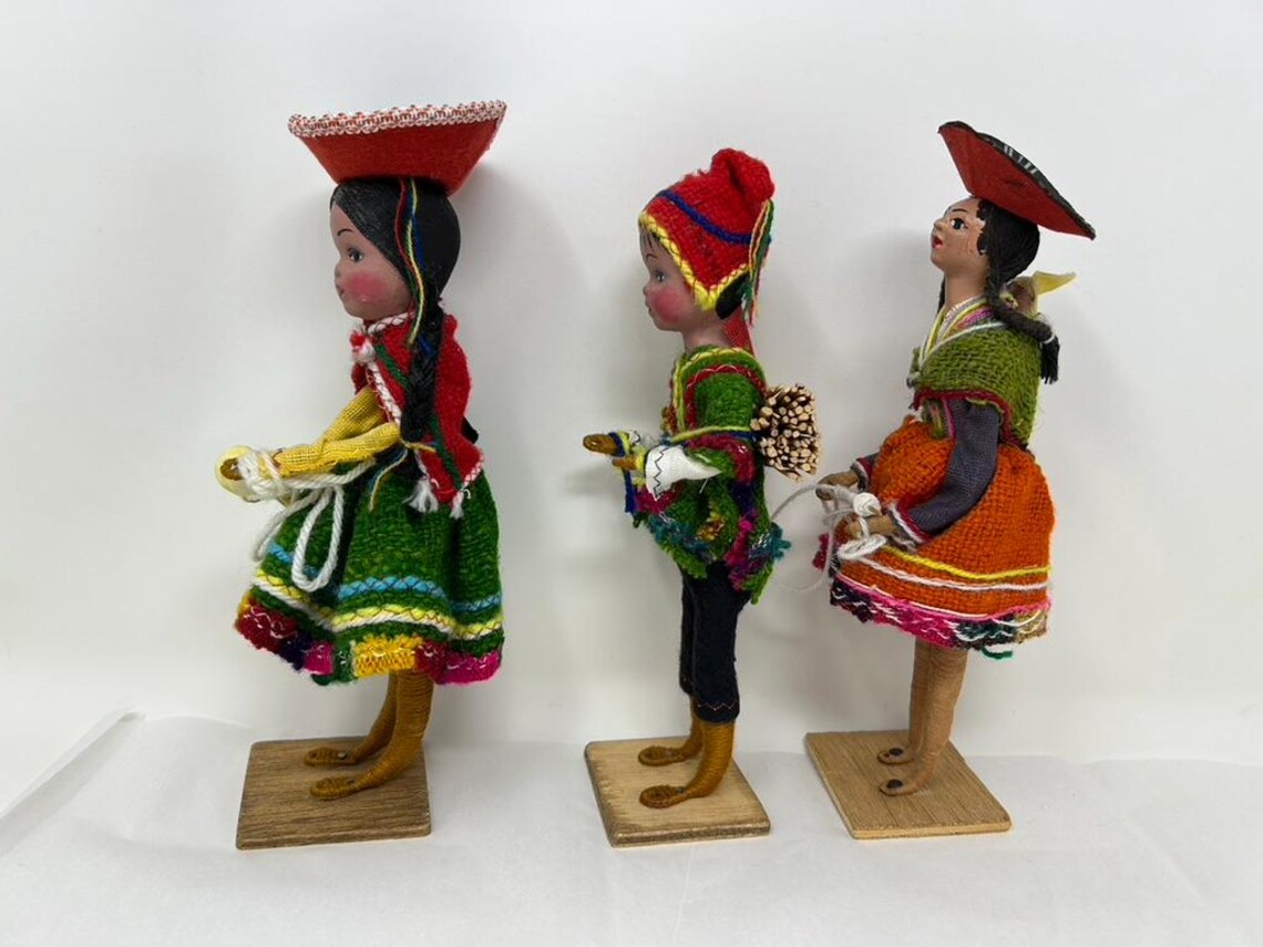 Vintage Set of 3 Peru Peruvian Handmade Folk Art Doll Thread Yarn Dolls ...