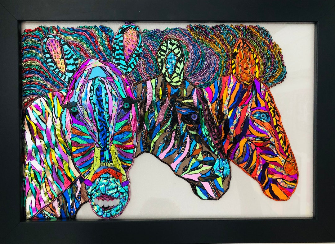 Zebra Friends Glass Wall Art - Etsy