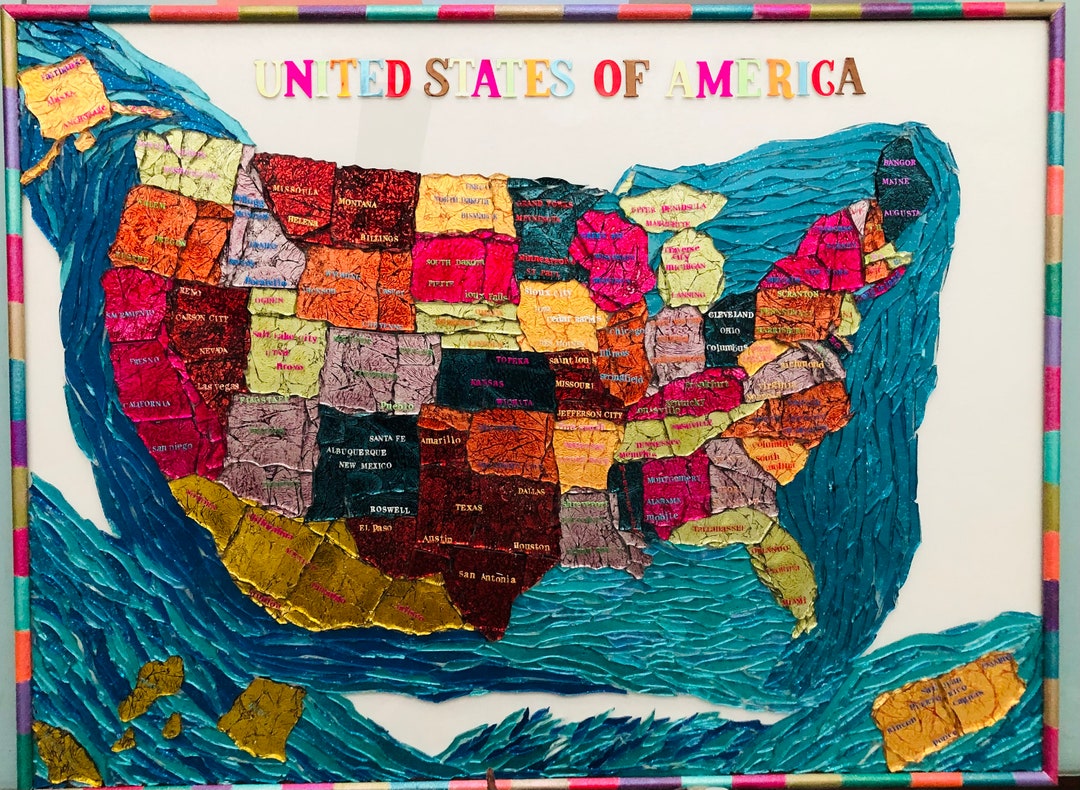 United States Map Mosaic Wall Art - Etsy