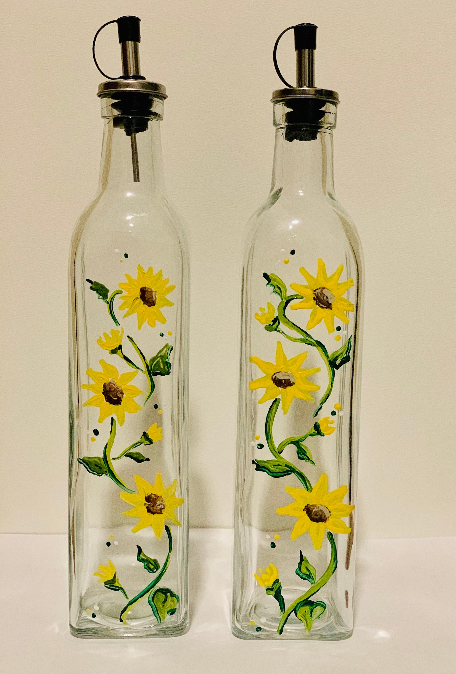 Seasonal Olive Oil Bottle, Handpainted Oil and Vinegar Dispensers ...