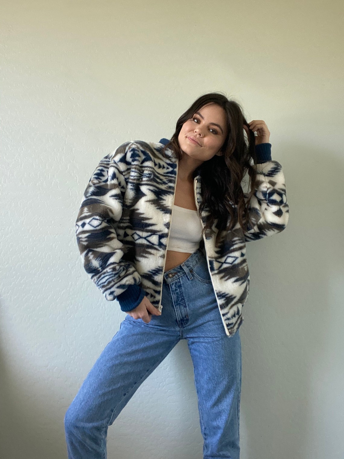 Vintage Faux Fur Aztec Coat - Etsy