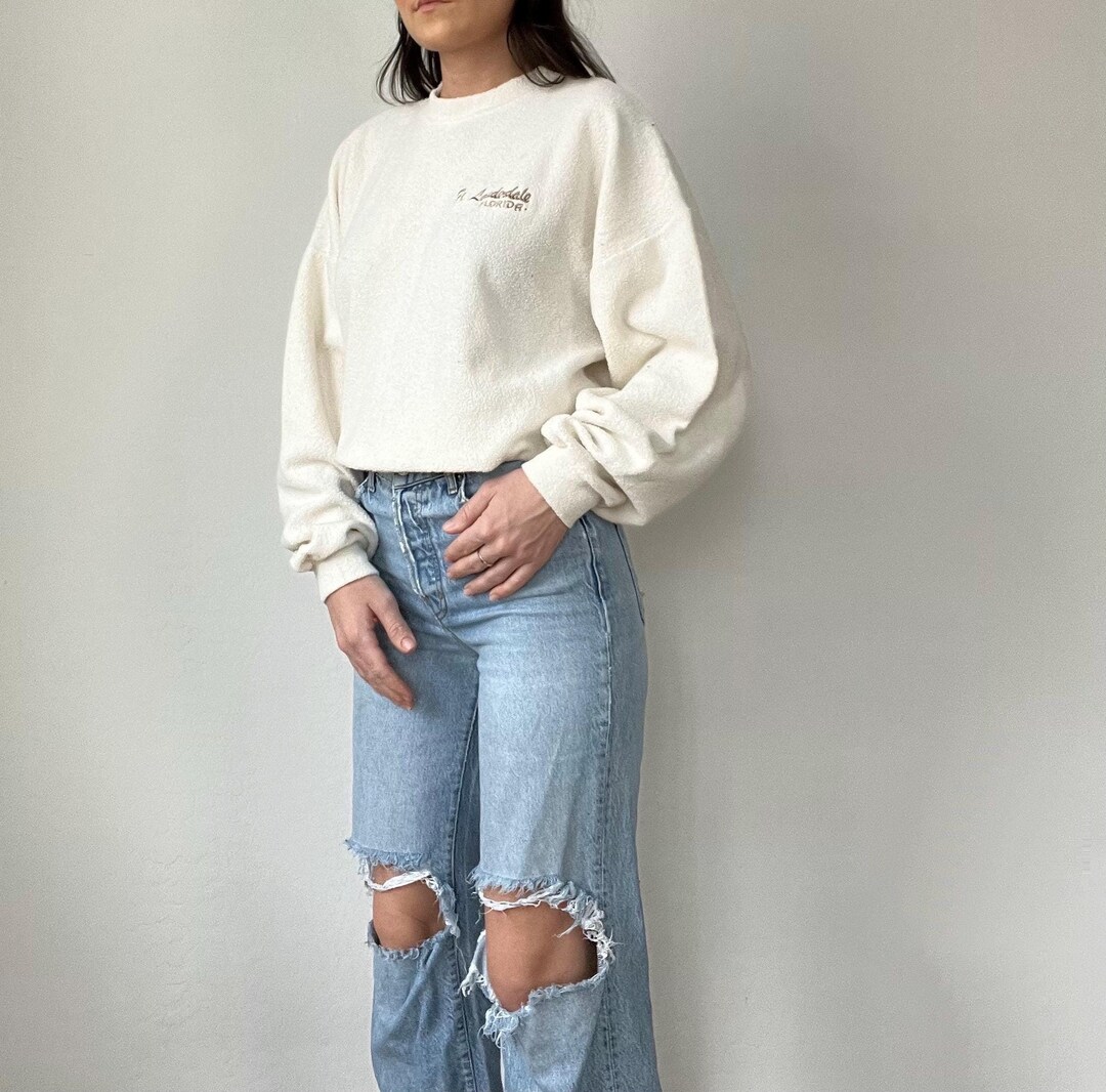 Vintage White Terry Cloth Embroidered Ft. Lauderdale Florida Pullover ...
