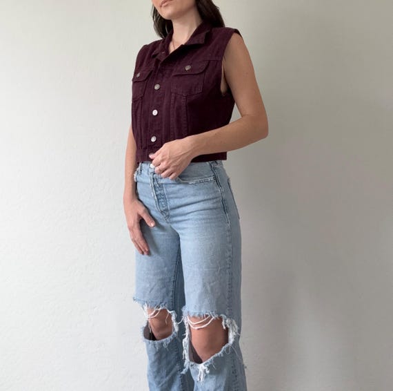 Vintage Denim Collared Vest - Gem