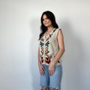 Vintage Fall Scene Embroidered Sweater Vest - Etsy