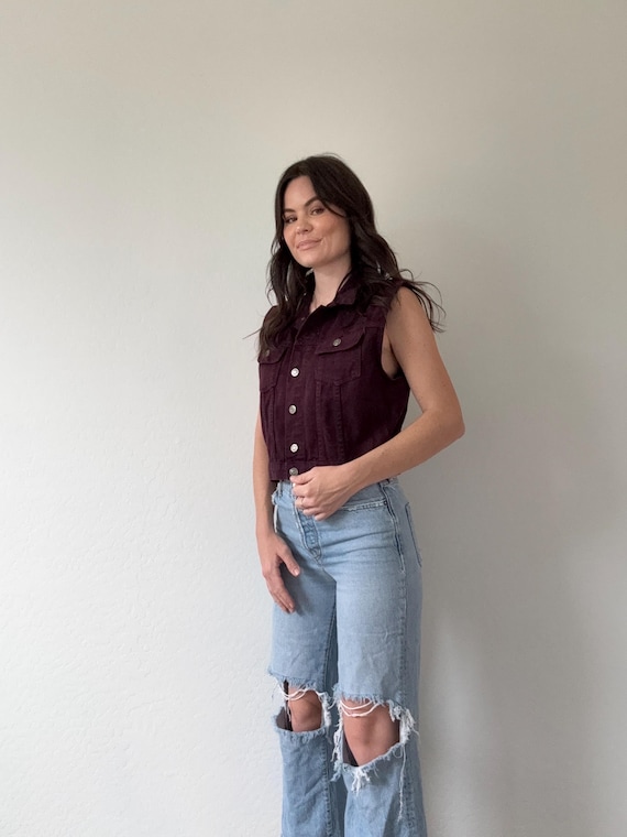 Vintage Denim Collared Vest - Gem