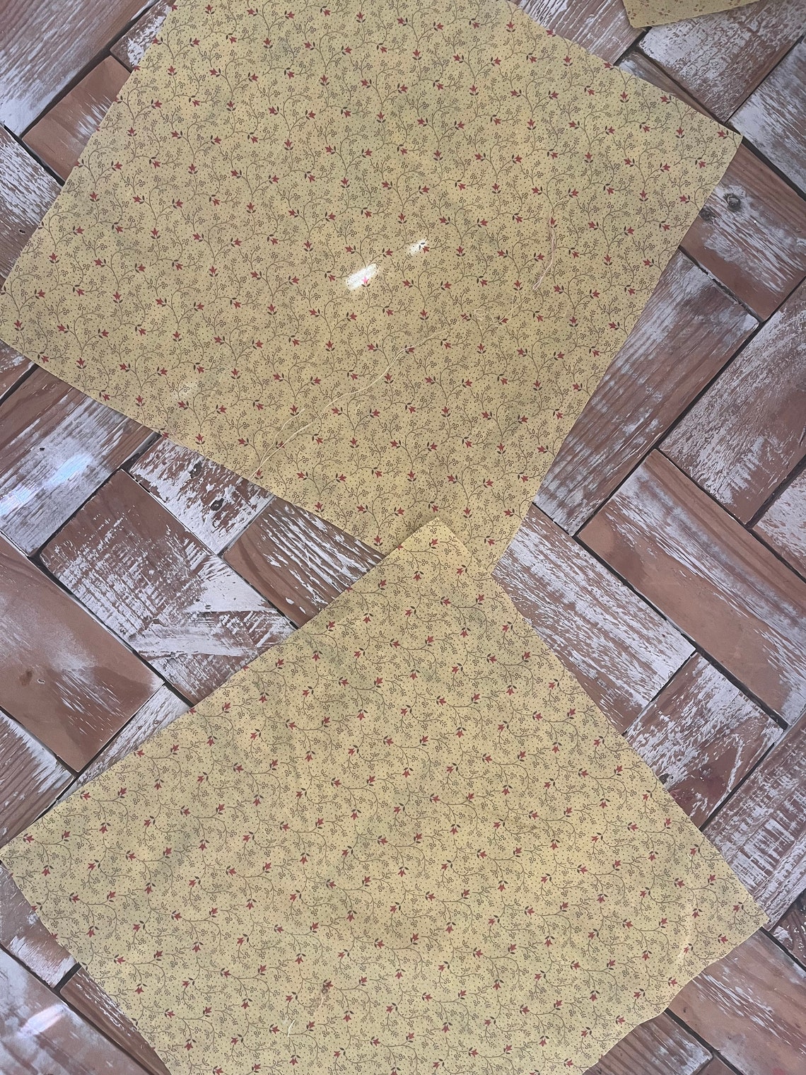 Back in Time Textiles Antique 1860-90 2 Different Chrome Yellow Calico ...